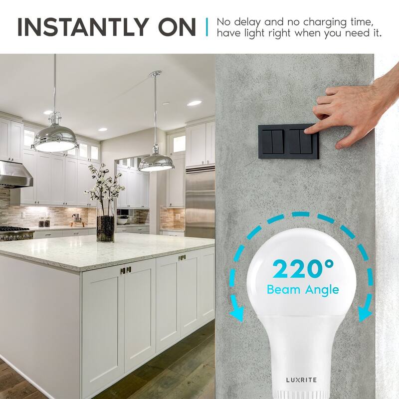 Luxrite GU24 LED A19 Light Bulb 60W Equivalent, 800lm, Dimmable, 9W ...