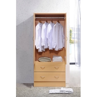 Two Door Wardrobe with Two Drawers and Hanging Rod - Bed Bath & Beyond ...