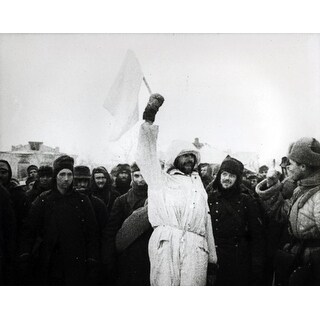 A German officer holding a white flag after the Battle of Stalingrad ...
