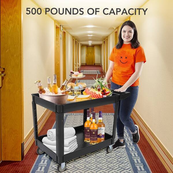 Service Cart Heavy Duty Rolling Utility/Push Cart with Wheels - Bed ...