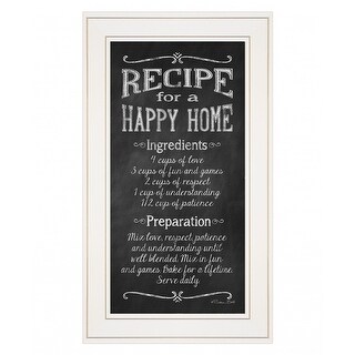 HomeRoots Recipe For A Happy Home 1 White Framed Print Wall Art - Bed ...