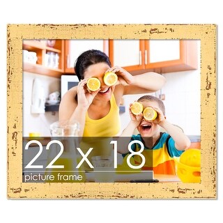 22x18 Shabby Chic / Farmhouse Yellow Wood Picture Frame - UV Acrylic ...