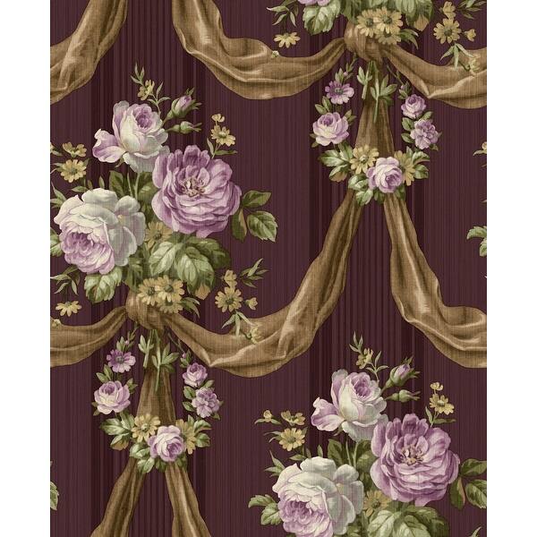 Seabrook Designs Velma Blooming Draped Bouquet Unpasted Wallpaper - Bed ...