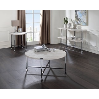 Brecon End Table in White Oak &Chrome - Bed Bath & Beyond - 30608625