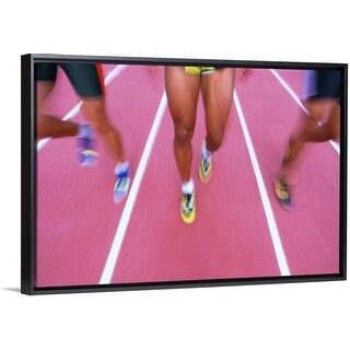 "shot of athletes feet running" Black Float Frame Canvas Art - Bed Bath ...