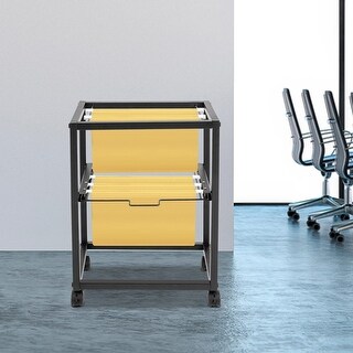 2 Tiers Metal Rolling File Carts Pull-Out File Folder Rack - Bed Bath ...