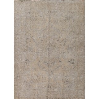 Muted Distressed Tabriz Persian Vintage Rug Hand-knotted Wool Carpet ...