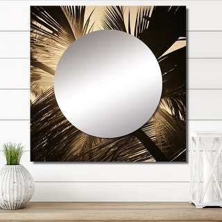 Designart "Sepia Serenity Palm leaves" Palms & Palm Trees Wall Mirror ...