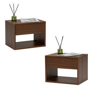Wall mounted bedside table set of two - Walnut color - Bed Bath ...
