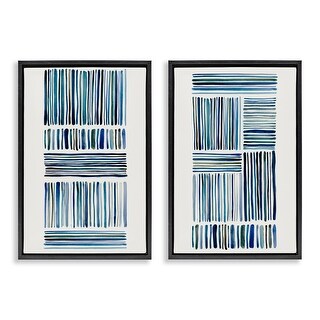 Stupell Contrasting Linear Dashes Framed Floater Canvas Wall Art Design ...