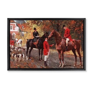 Stupell Vintage Horses & Jockeys Framed Floater Canvas Wall Art Design ...