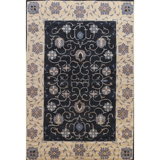 Navy Blue Traditional Floral Oriental Area Rug Hand-tufted Wool Carpet ...