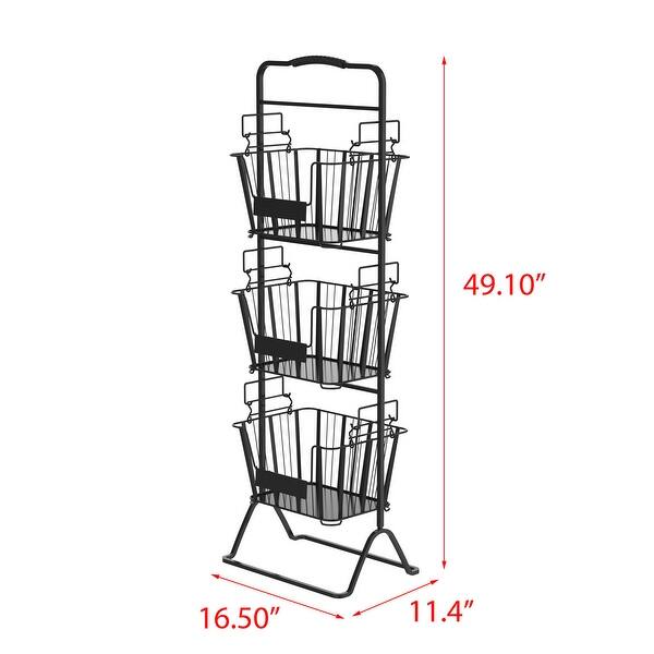 3-Tier Metal Wire Storage Basket Stand with Removable Baskets, Black ...