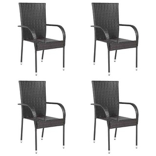 vidaXL Stackable Patio Chairs 4 pcs Poly Rattan Brown - Bed Bath ...