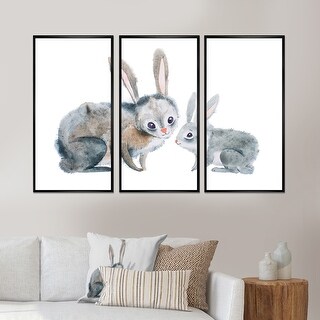 Designart "Mother Rabbit And Baby Rabbit" Traditional Framed Wall Decor ...