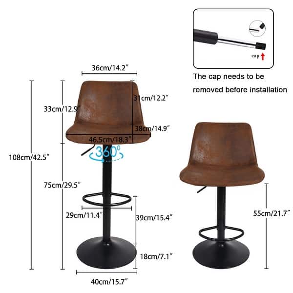 Industrial Adjustable Height Bar Stool Swivel Bar Chair Set of 2 - Bed ...