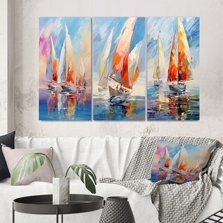 Designart "Sailboat Abstract Winds III" Nautical & Beach Wall Art Set ...