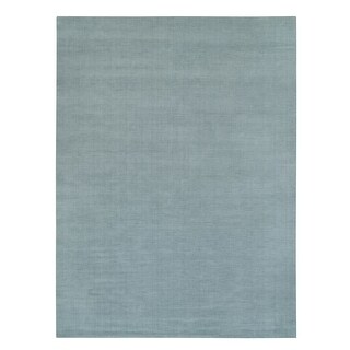 Shahbanu Rugs Templeton Gray, Loom Knotted Plain Wool and Plant Based ...
