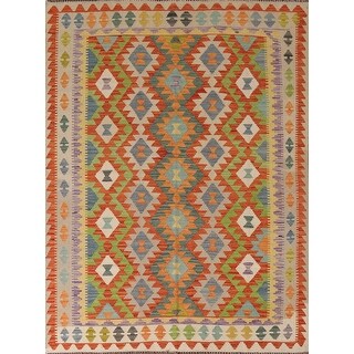 Reversible Kilim Rug Hand-woven Multi-Color Wool Carpet - 5'1" x 6'7 ...