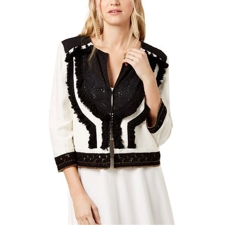 Rachel Zoe Womens Alissa Embellished Fringe Jacket - Bed Bath & Beyond ...