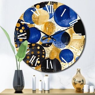 Designart "Abstract Pattern With Blue & Golden Textures IX" Modern ...