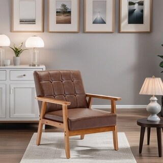 Classic Style Accent Chair with Solid Wood Arm and Leg, Living Room ...