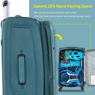 Softside Luggage 3 Piece Set Suitcase Spinner Hardshell Lightweight TSA ...