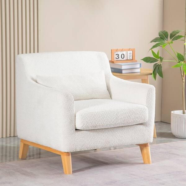 Single Sofa Chair for Bedroom Living Room with Four Wooden Legs - Bed ...