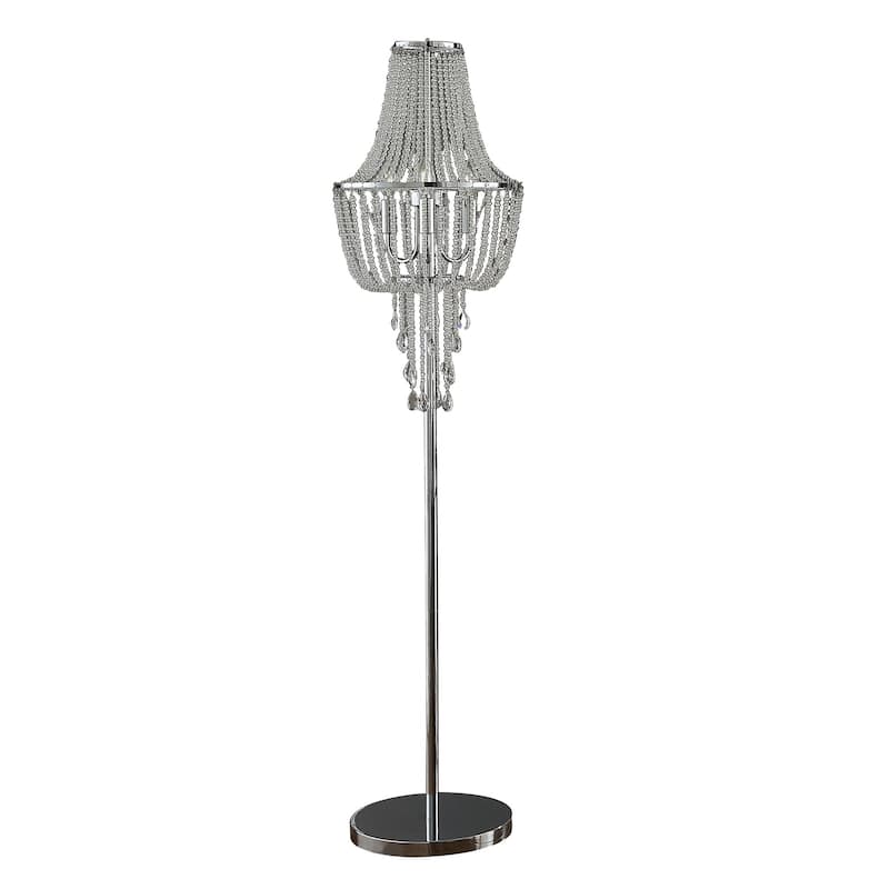 Cara 62 Inch Floor Lamp, Hanging Drop Design, Crystal and Metal, Chrome ...