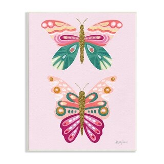 Stupell Pretty Glittery Butterflies Collage Pattern Glam Detail Wood ...