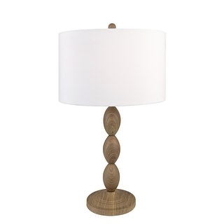 Stacked Bubble Lamp with Linen Shade, Faux Walnut Finish - Bed Bath ...