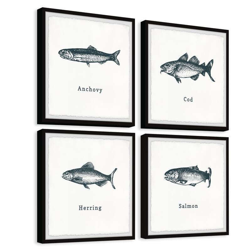 Anchovy and Salmon Quadriptych - Overstock - 36273112