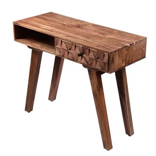 Acacia Wood Home Office Desk 3D Accent Drawer Art Desk Oak BrownCraft ...