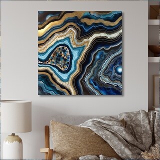 Designart "Gold Blue Geode Gems" Stone Geode Metal Wall Art Living Room ...