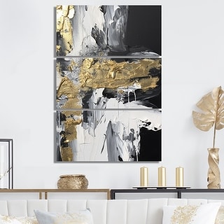 Designart "New Gold Balance IX" Abstract Painting Canvas Art Print - 3 ...
