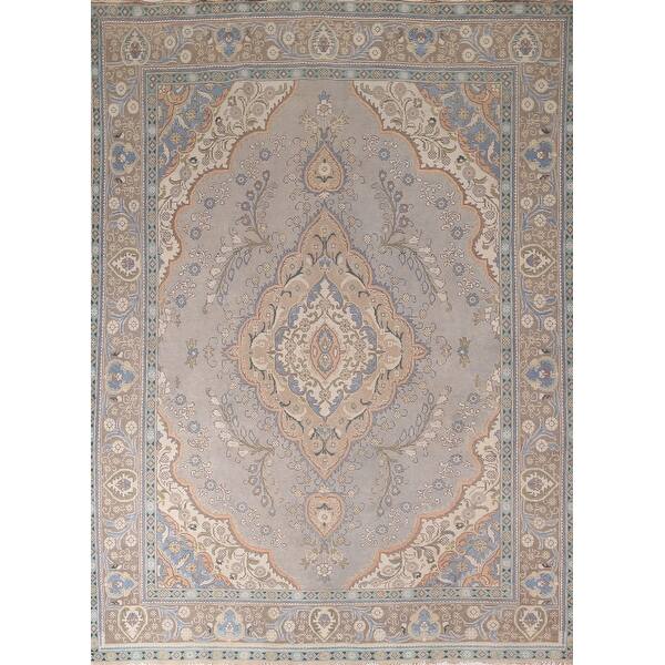 Gray Tabriz Persian Vintage Area Rug Handmade Traditional Wool Carpet ...