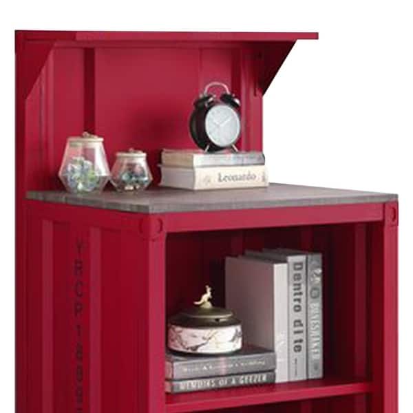 Reception Desk with Container Style and 3 Tier Shelves, Red - Bed Bath ...