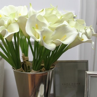 FloralGoods Real Touch 9 Calla Lily Bouquet in White 13" Tall - Bed ...