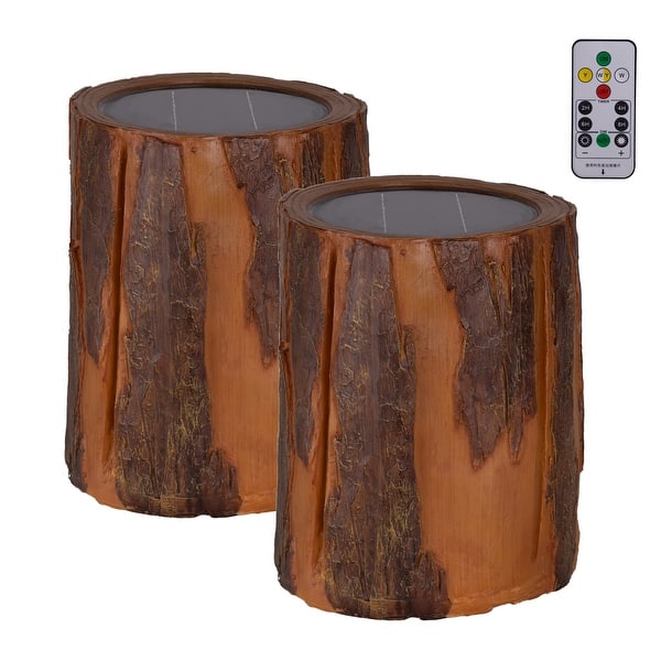 Outdoor Solar Illuminated Stump Pathway Light Garden Statue - Bed Bath ...