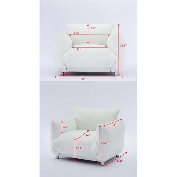 Flannelette Single Sofa Bread-shape Arm Chair Sofa with Anti-skid ...