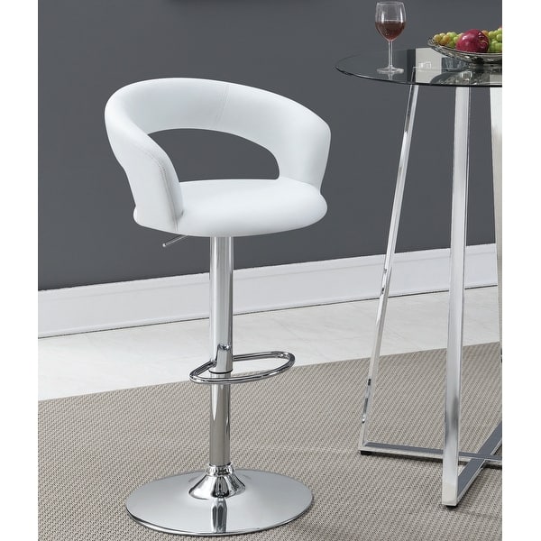 Modern White Open Back Swivel Stool with Adjustable Chrome Pedestal ...