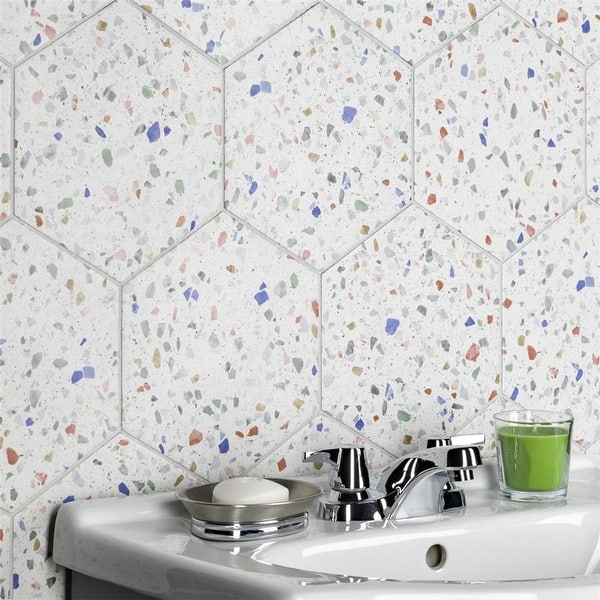 Merola Tile Venice Hex Colors Light 8-5/8" x 9-7/8" Porcelain Floor and ...