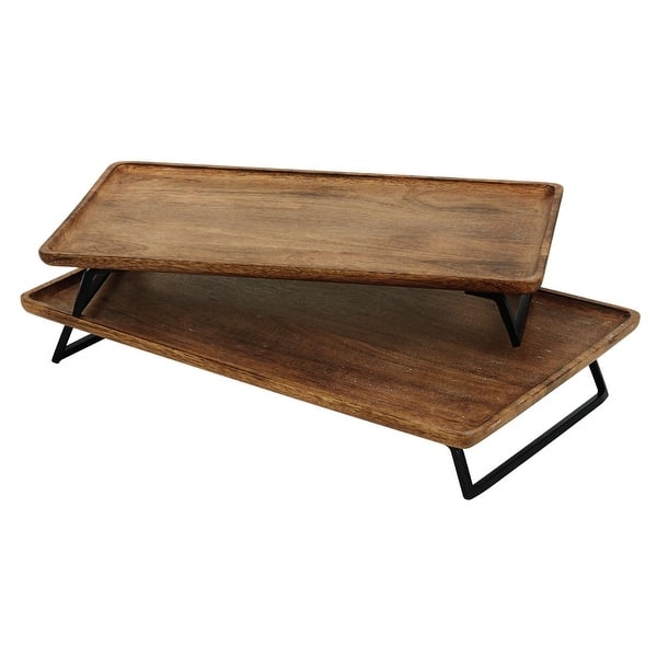 Kaleena Brown/Black Wood Contemporary Tray - Set of 2 - 27" x 47" - Bed ...