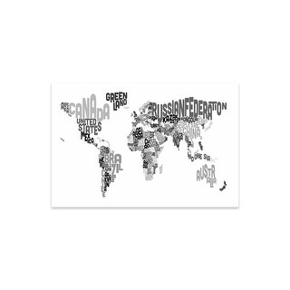 Typographic Text World Map V Print On Acrylic Glass by Michael Tompsett ...