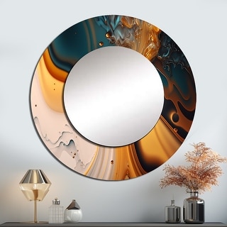 Designart "Yellow And Green Fluid Abstractions I" Abstract Liquid Ink ...