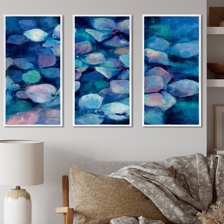 Designart "Abstract Blue Flower Petals" Farmhouse Framed Art Prints Set ...