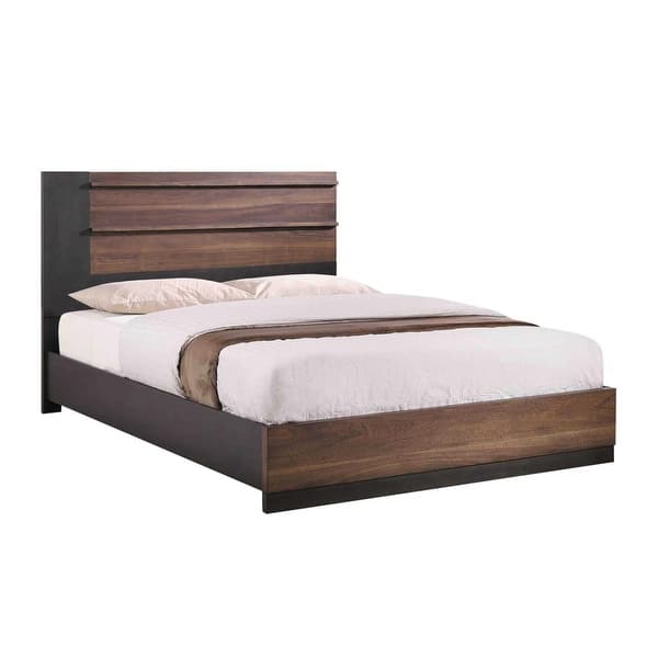 Wood Bed in Black and Walnut Finish - Bed Bath & Beyond - 36111072