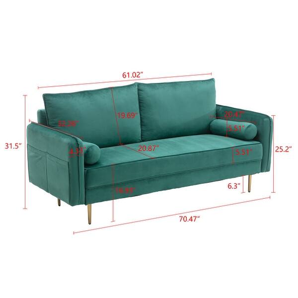 Loveseat Storage Couches with Cylinder Pillowed and Side Pocket, Living ...