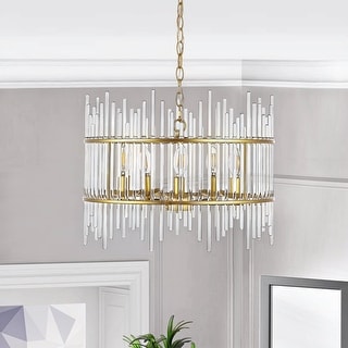 GetLedel Modern 5-Light Drum Chandelier with Clear Glass Bars - Bed ...