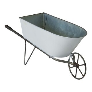 16.5" White and Black Antique Wheelbarrow Outdoor Planter - Bed Bath ...